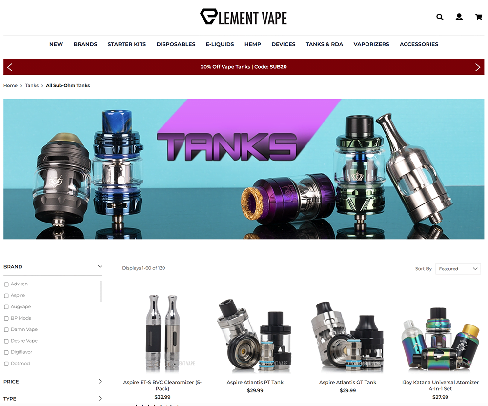 Elementvape - 20% Off Vape Tanks - Vape Observation