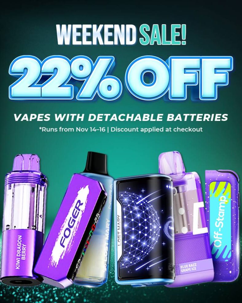 VapingLand Weekend Sale: 20% Off Detachable‑Battery Vape Devices
